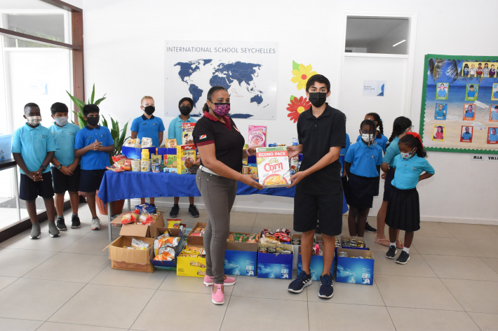 ISS students donate food items to Red Cross society -Seychelles Nation