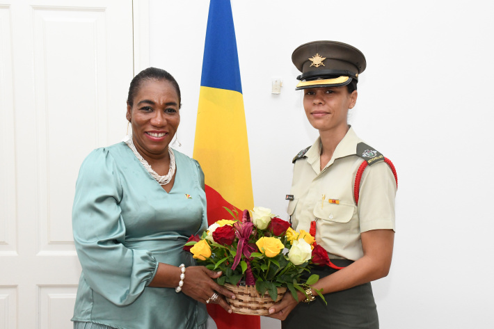 First female Parade Commander calls on Minister Zialor -Seychelles Nation